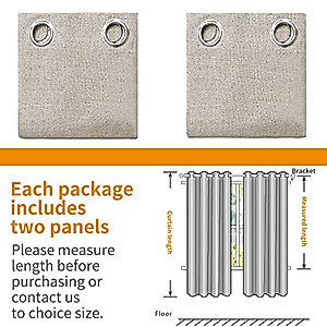 YoungsTex Linen Blackout Curtains for Bedroom, Thermal Insulated Full Room Darkening Curtains Natural Linen Textured Black Out Window Drapes, 2 Panels, 52 X 63 Inch, Beige