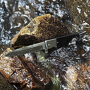 GVDV Folding Pocket Knife with G10 Handle, 7CR17 Stainless Steel EDC Knife with Safety Liner Lock, Hunting Camping Hiking Fishing Knife for Men Women, Silver