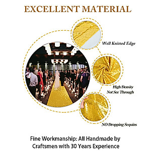 ShinyBeauty Wedding Aisle Runner Gold 4FTx35FT Sequin Aisle Runner for Wedding Ceremony Shiny Gold Aisle Runner for Weddings Bridal Aisle Runner Outdoor Wedding Walkway Decoration Floor Runner