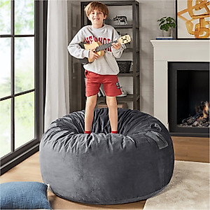 Codi Bean Bag Chair for Kids with Filler Included 10-12 | Comfy Kid Beanbag Chair 3 FT, Memory Foam Added | Machine Washable, Charcoal Grey, 3ft