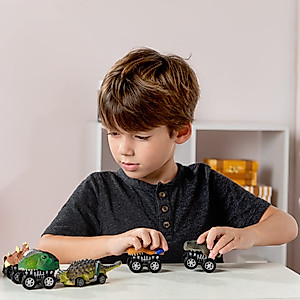 PLAYVIBE Dinosaur Toys for Kids Toys - 8 Pull Back Toy Cars | Dino Vehicle Playsets | Dinosaur Toys for Kids 3-5, 5-7 | Dino Toys Kid Toys Toddler Boy Toys