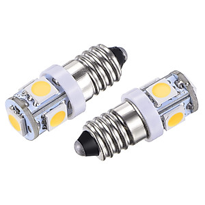 MECCANIXITY E10 Screw Base LED Bulbs 5-5050 DC 12V 1W Mini Lights Interior Lamps, Warm White Pack of 4