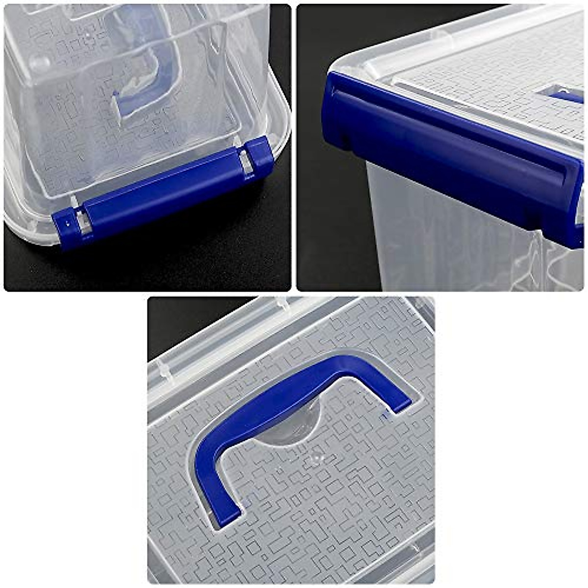 Xowine 3 L Clear Storage Box, Small Plastic Storage Latch Boxes, 6-Pack
