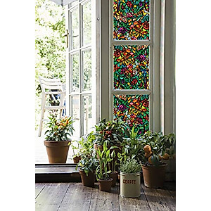 d-c-fix Window Privacy Film Tulia Stained Glass Self-Adhesive Two Way Day and Night Decorative Vinyl Covering for Home Door Bathroom Decal Sticker 17.7" x 78.7"