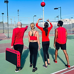 Boardball Sport Portable Foldable Indoor Outdoor Boardball Game Set with Rubberized Top Surface Board, Volleyball, and Hand Pump, Red and Black