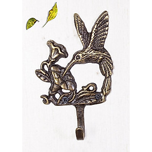 Decorative Brass Hummingbird Wall Hook - Set of 5 Pieces