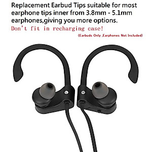 CYADCI Replacement Earbud Tips Ear Bud Replacement Pieces Silicone Soft and Comfortable Fit for Inner Hole from 3.8mm - 5.1mm Earphones 9 Pairs Medium Earbud Tips,Gray-Black