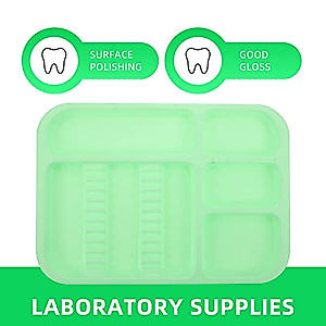 Healifty Instrument Tray Dental Dentist Instrument Tray Autoclavable Tray Plastic Tray Divided Separate Tray Light Green