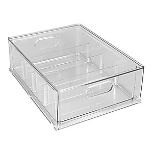 oceanside Drawer Storage Box, Multifunctional Stackable Storage Container for Toothpaste Hairspray Soap Makeup Wipes Facial Tissue(6L)