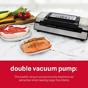 Nesco Deluxe Food VS-12 Vacuum Sealer, 130 Watts, Kit Bags & Viewing Lid, Compact, Silver