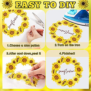 48 Pcs Iron on Decals for Clothing Heat Transfer Stickers Iron on Decals Washable Iron on Patches for T Shirt Bag Hat Pillow DIY Craft Decorations (Sunflower Style)