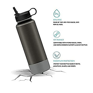 Top Souls Wide Mouth Straw Lid and Protective Boot Combo Pack, Compatible with Most Sports Water Bottles from 12-40 oz, Plus 2 Straws and 2 Brushes. (Medium, Lilac)