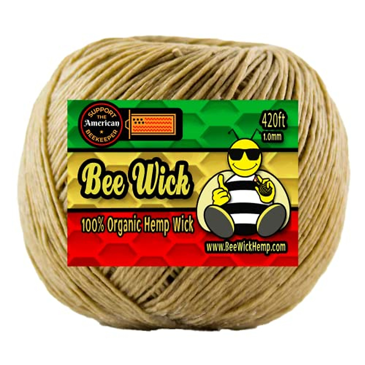 Bee Wick 420ft of 100% Organic Hemp Wick Made with American Beeswax (1.0mm)