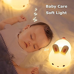 Dimanito Cute Kids Night Light Night Lamp Night Lights for Kids Bedroom Toddler Baby Portable Silicone Battery Led Nightlight Nursery (Cute Bunny)