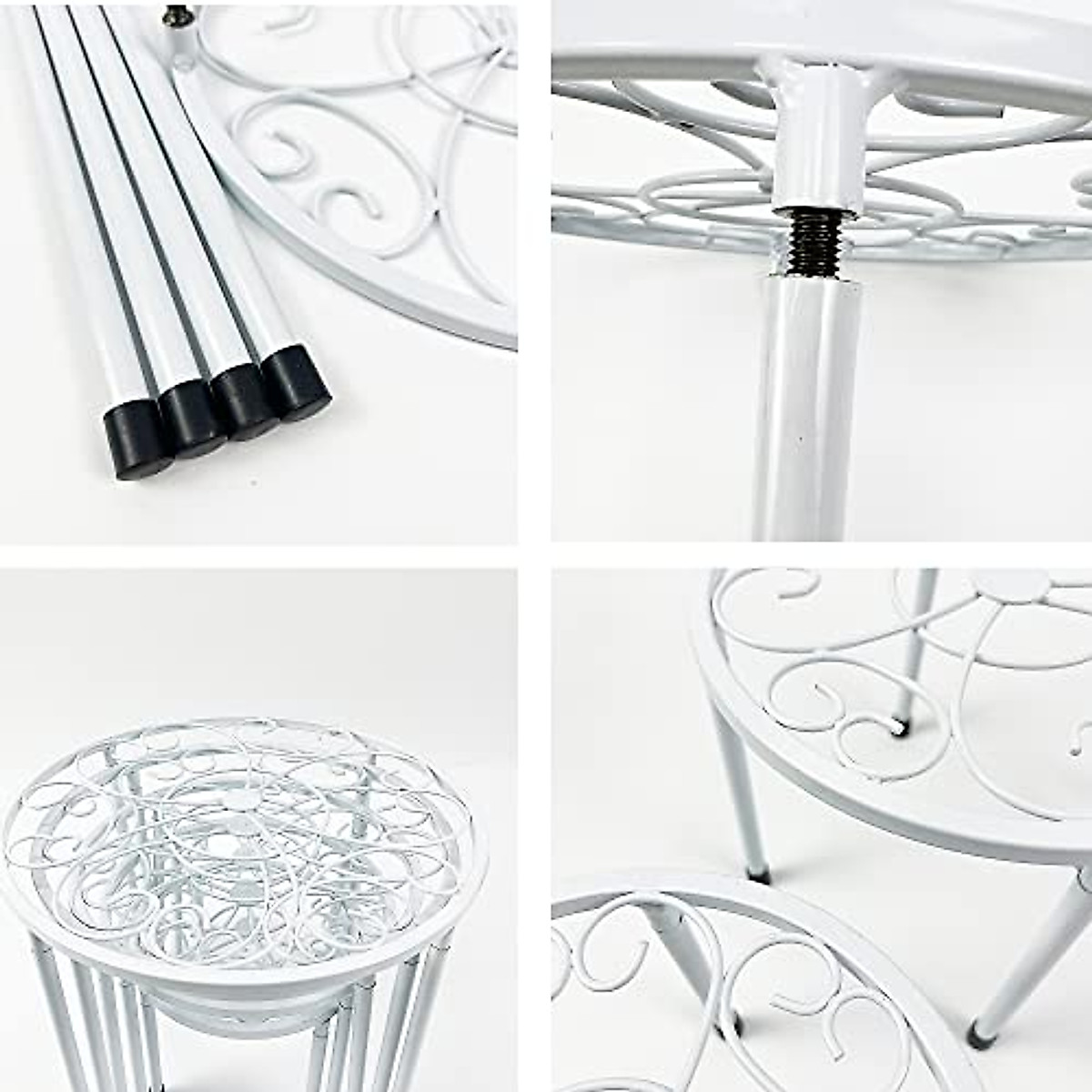 HAINARverS Metal Plant Stands 5-Pack, Heavy Duty Rustproof Iron Corner Flower Pot Stand Holder,Round Supports Display Rack Tiered Plant Stand Shelf For Indoor And Outdoor Multiple (White)