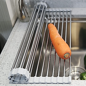 YAHAFI Roll Up Dish Drying Rack - Expandable Kitchen Accessories,Sink Protectors for Kitchen Sink Dish Racks - for Kitchen Counter,Kitchen Rack, 14.6inch(L 19.7inch（W)