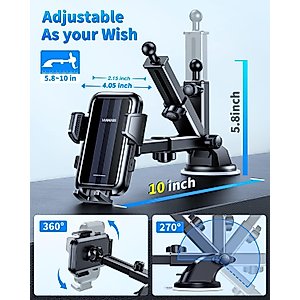 VANMASS 2024【Top Military-Grade】 Phone Holders for Your Car【Ultra Strongest Suction】Cell Phone Mount Universal Dashboard Windshield Vent Stand Cradle for iPhone 15 14 13 Pro Max Samsung Galaxy Android