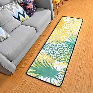 Pineapple Tropical Fruit Kitchen Rugs Non-Slip Soft Doormats Bath Carpet Floor Runner Area Rugs for Home Dining Living Room Bedroom 72" X 24"