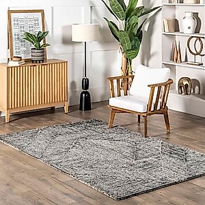 nuLOOM Heidi Modern Hand Tufted Wool Area Rug, 8x10, Charcoal