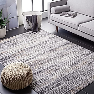 SAFAVIEH Shivan Collection 8' x 10' Light Grey/Dark Grey SHV191F Modern Abstract Distressed Non-Shedding Living Room Dining Bedroom Area Rug