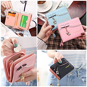 Suxgumoe Small Wallet for Women Girls PU Leather Bifold Short Wallet Tassels Cute Cat Women Wallet Ladies Purse with Coin Pocket (PURPLE)
