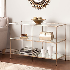 SEI Furniture Knox Glam Mirrored 3-Tier, Console Table, Gold