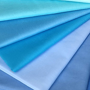 Quilting Fabric Misscrafts 8pcs Cotton Craft Fabric Bundle 18" x 22" Pre-Cut Quilt Squares Fat Quarters for Sewing Crafting Patchwork DIY Scrapbooking Blue