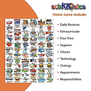 SchKIDules Visual Schedules for Kids 93Pc Home Collection for Daily Routines: 72 Picture Magnets +21 Headings for Children, ADHD & Behavioral Suppports