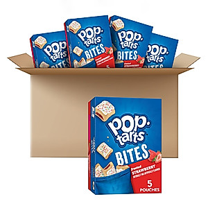 Pop-Tarts Baked Pastry Bites, Kids Snacks, School Lunch, Frosted Strawberry (5 Boxes, 25 Pouches)