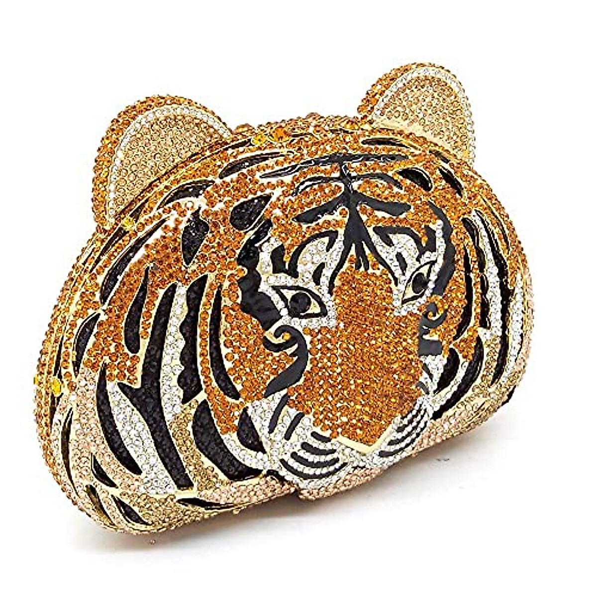 Bling Diamond Tiger Clutch Evening Bags For Women Formal Party Crystal Purse Wedding Handbag (Gold)