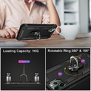 LUMARKE iPhone 11 Pro Case with Tempered Glass Sreen Protector,Pass 16ft Drop Test Military Grade Heavy Duty Cover with Magnetic Kickstand,Protective Phone Case for iPhone 11 Pro 5.8" Black