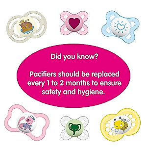 MAM Original Baby Pacifier, Nipple Shape Helps Promote Healthy Oral Development, Sterilizer Case, Animal/Girl, 16+ (Pack of 2)