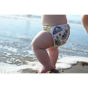 GroVia Reusable Waterproof Swim Diaper for Baby, Infant, and Toddler (Size 1: 10-19 lbs, Rose)