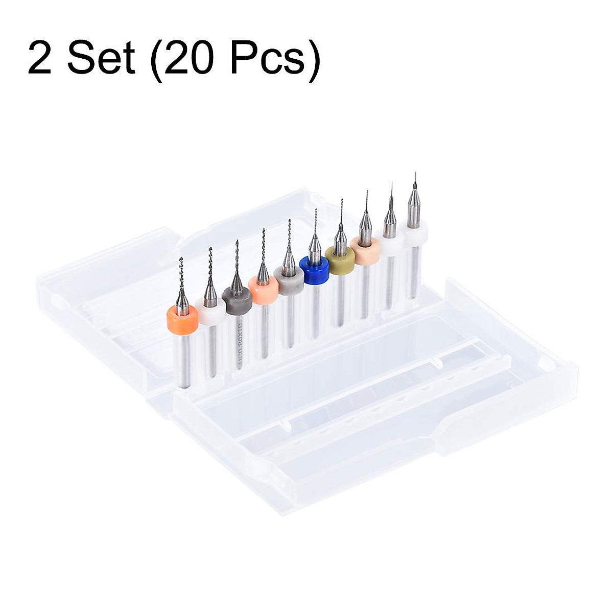 uxcell PCB Drill Bits 0.15mm-1.0mm Tungsten Carbide Rotary Tool Jewelry CNC Engraving Print Circuit Board Micro Drill Bits 1/8 Inch Shank 2 Set (20 Pcs)