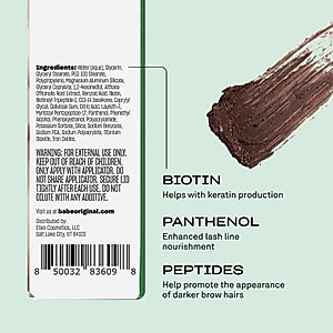 Babe Original Volumizing Eyebrow Filler For Thicker Brows - Tinted Brow Gel with Peptides & Biotin, Smudge Resistant Brow Mascara, Dark Brown