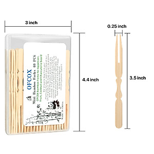 OFCOX Mini Bamboo Forks 4 inch, Cocktail Forks Appetizer Forks, Toothpicks for Appetizer, Disposable Wooden Wood Tiny Small Food Picks for Party Fruit Charcuterie Accessories. 60 PCS