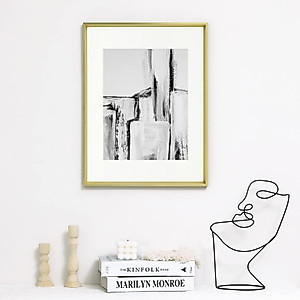 FOLKOR 11x14 Gold Picture Frame with Mat for 8x10, 11 by 14 Metal Frame with Stand, Tabletop or Wall Mounting, 11x14 Photo Frame for Posters/Prints/Landscape/Portrait/Gallery Wall Art (Gold, 1 Pack)