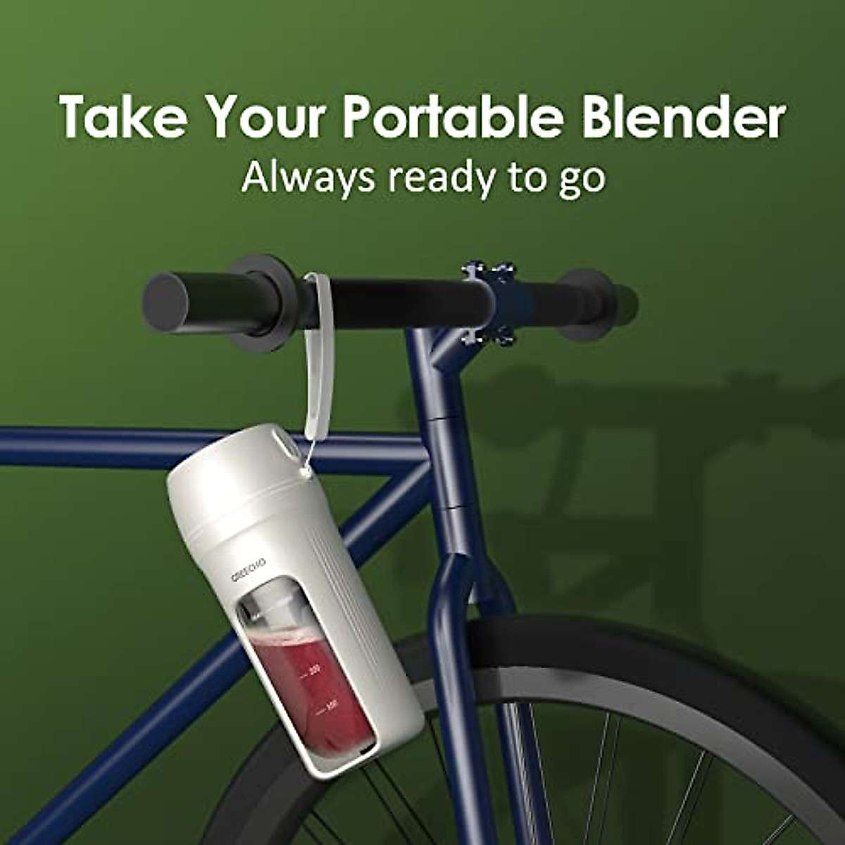 GREECHO Portable Blender, One-handed Drinking Mini Blender for Shakes and Smoothies, 12 oz Personal Blender with Rechargeable USB, Made with BPA-Free Material Portable Juicer, Cream White