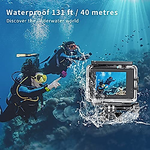 TIMNUT 4K/30fps Action Camera Waterproof - 131ft/40m Ultra HD Underwater Camera EIS, WiFi Camera 170°Wide Angle Full Sports Camera,20MP Helmet Bike Camera with 2.4G Remote Control 2 Batteries