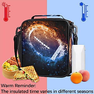 Fire Football Insulated Lunch Bag Durable Lunch Tote Bag for Boys Girls Adults Men Women Work School Picnic Beach Park, Cooler Thermal Meal Lunch Box Bag with Shoulder Strap