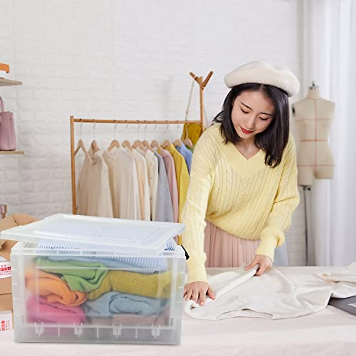 Kiddream Collapsible Storage Boxes, Plastic Folding Storage Bin Set of 2, 30 Liter