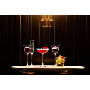 Vintage Crystal Nick & Nora/Wine Coupe Glasses - Set of 2 - Clear Radiance - Cocktails, Wine, Whiskey, Gin, Cocktail Glass - Hand Blown Classy Glass - Timeless Art Deco Design - Long Stemmed (5 OZ)