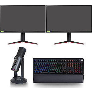 LG 32GN550-B 32" Ultragear FHD 165Hz HDR10 Dual Gaming Monitor with G-SYNC Bundle with Deco Gear Mechanical Keyboard Cherry MX Red + PC Streaming USB Microphone for Gaming