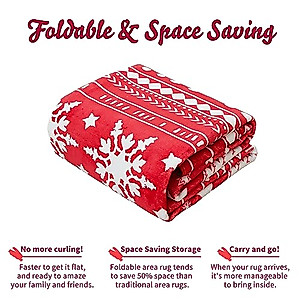 Auemtyn Area Rug 2'x3' Christmas Indoor Mat Christmas Rug Washable Rug, Rugs for Living Room Bedroom, Non-Slip Backing Snowflake Deer Entryway Rug, Stain Resistant for Christmas Decor(2'x3',Deer)