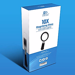 MagniPros Extra Large 10X Magnifying Glass with Detachable Lenses- 3 Light Modes Reading Magnifier with Self-Standing Handle for Hobbyists, AMD, Reading Fine Print, Seniors, Inspection, Coin, Jewelry