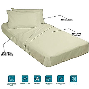 Sheets for Cot Bunk Bed-Cot Size Mattress Sheets-Fitted Cot Sheet Perfect for Narrow Twin/Cot Size/Rv Bunk/Guest Bed Replacement/30 X 75" Mattress/Camping Cot, Ivory, Cotton Cot Sheets 4(PCs)