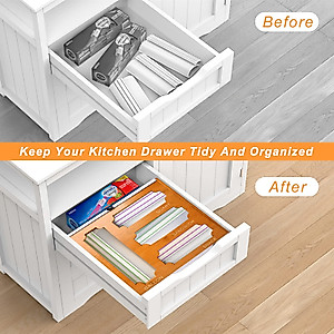 Ziplock Bag Storage Organizer and Dispenser with Cutter, Bamboo Organizer Compatible with Gallon,Sandwich & Snack