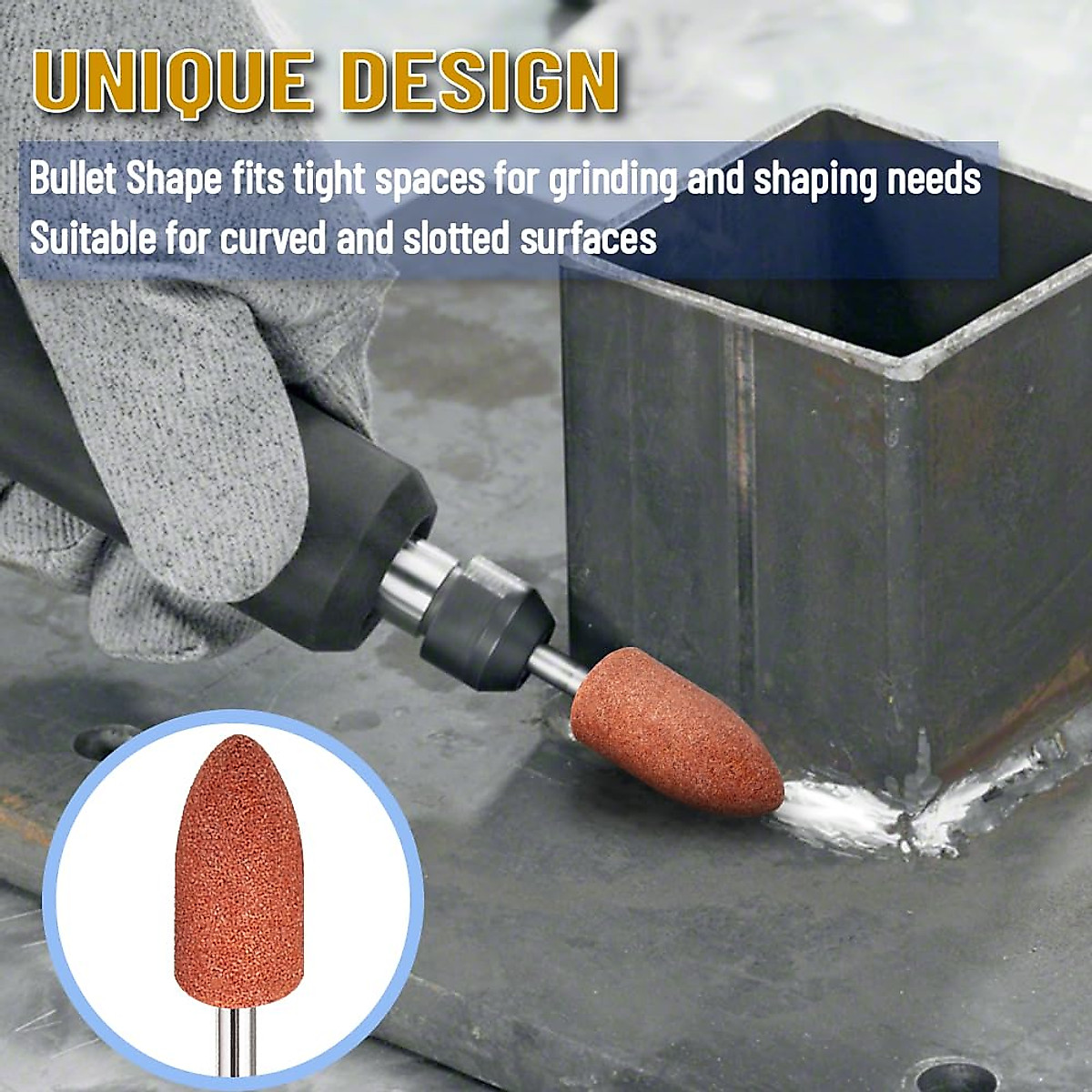 Sanding Bits for Rotary Tool, 42Pcs Different Shape Grinding Stone Sanding Drill Bits with 1/8 inch Shank, Aluminium Oxide for Metal Rust Removal, Deburring, Smoothing, Sharpening