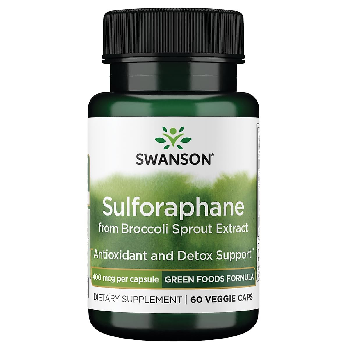 Swanson Sulforaphane - Broccoli Sprout Extract Supporting Cellular, GI Tract, and Liver Health - Natural Supplement Standardized to 0.4% Sulforaphane - (60 Veggie Capsules, 400mcg Each)