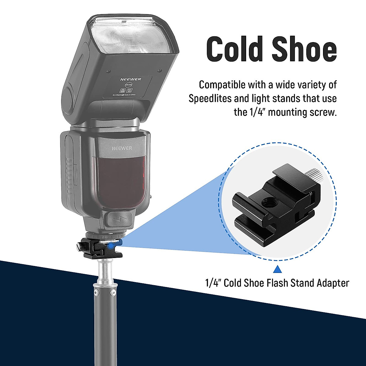NEEWER 8-Piece 1/4” Cold Shoe Mount and Hot Shoe Flash Stand Adapter Set for DSLR Camera Rig, Camera Hot Shoe Mount Adapter, Flash Speedlight Shoe Mounts for Tripod